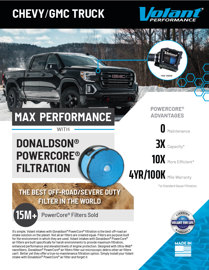 Closed Box Air Intake (15553-1) 2014-2019c Silverado/Sierra, 2015-20 G - Volant Performance